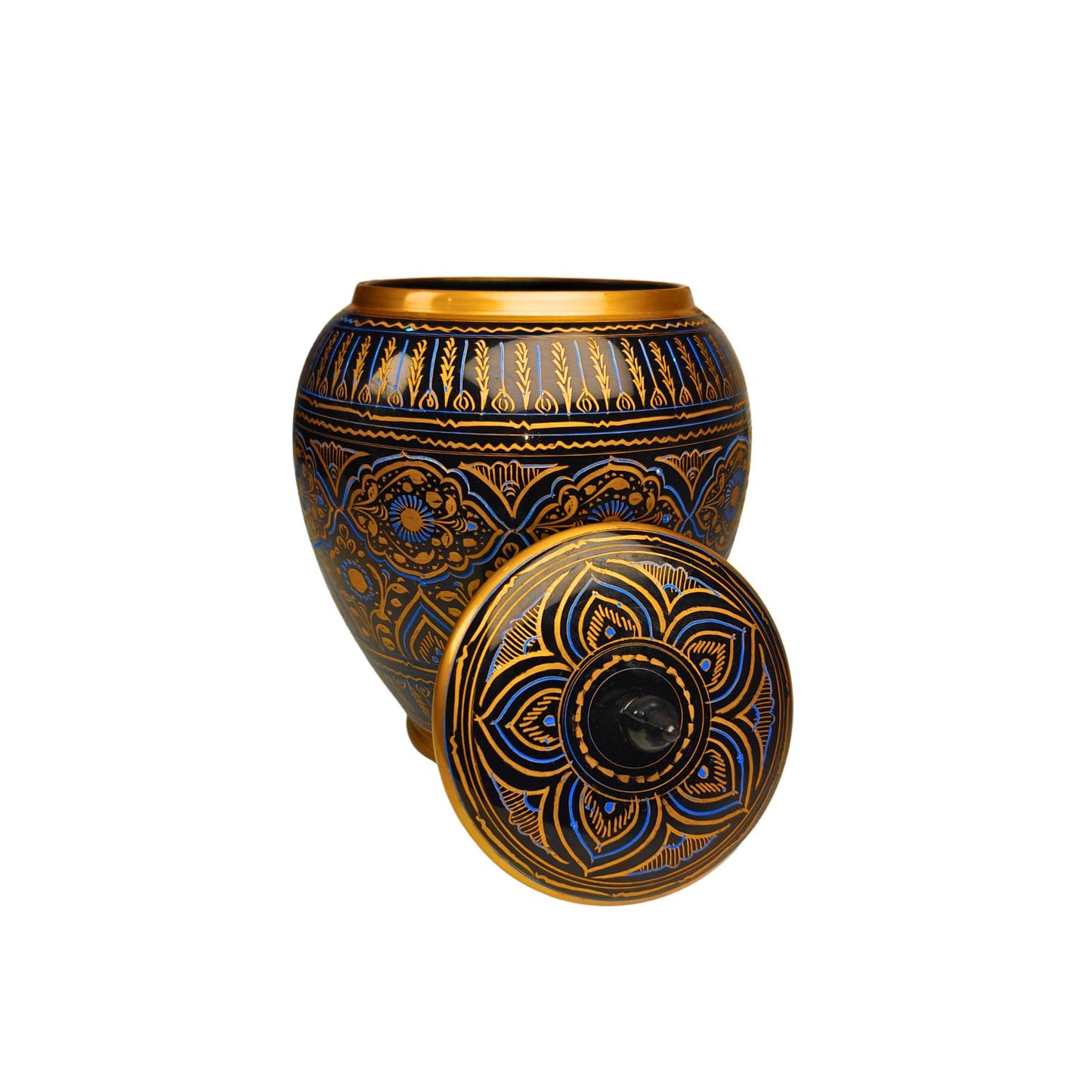 Blue & Golden Naqshi art Candy jar in Beautiful Pakistani Tradition Ar ...